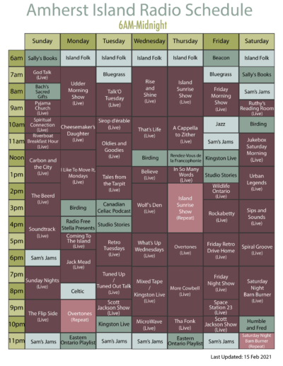 AmherstIslandRadio_Schedule_15Feb2021 – Each For All